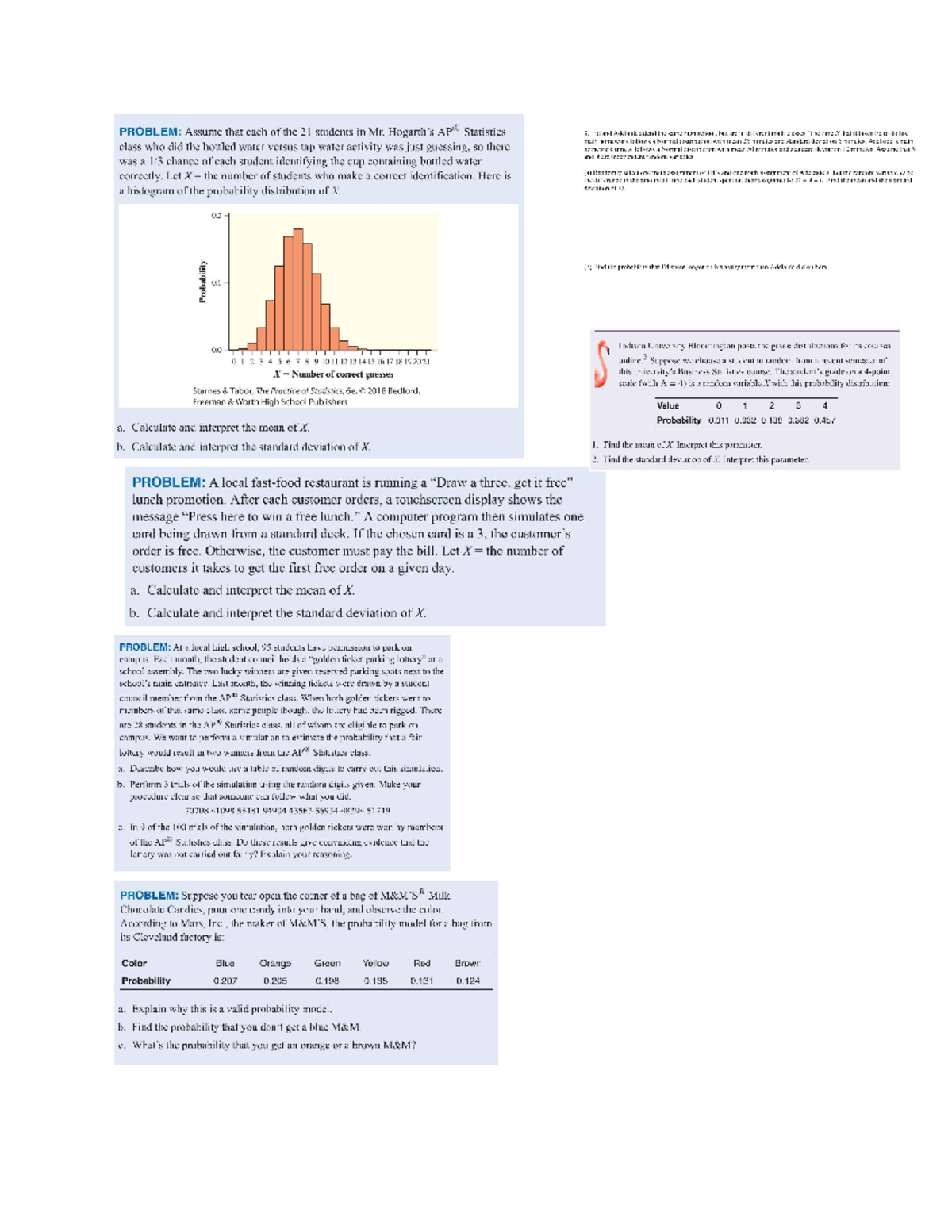 Stats ch 5 - Textbook - PROBLEM: Assume that each of the 21 students in ...