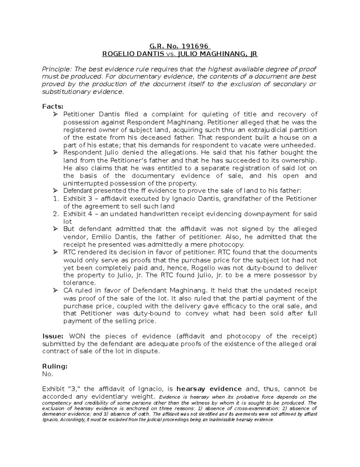 291892232 24 Dantis vs Maghinang - G. No. 191696 ROGELIO DANTIS vs ...