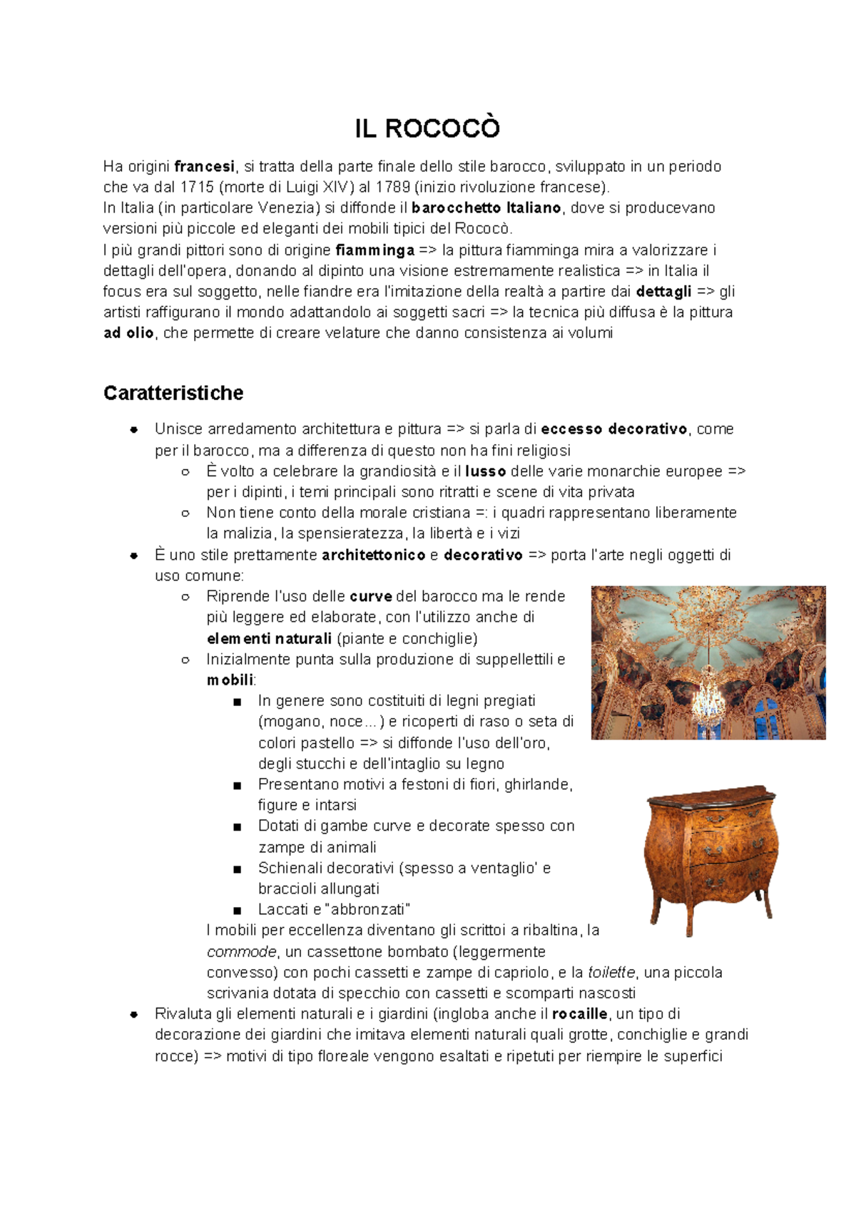 Il rococò e il vedutismo - IL ROCOCÒ Ha origini francesi, si tratta della parte finale dello ...