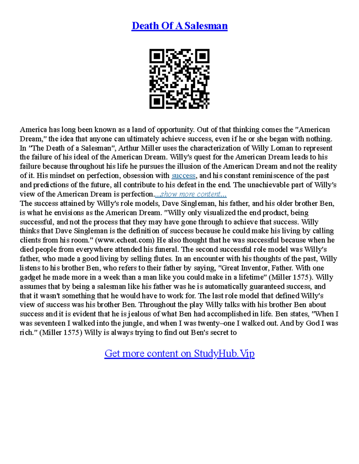 Death Of A Salesman American Dream Essay - Death Of A Salesman America ...