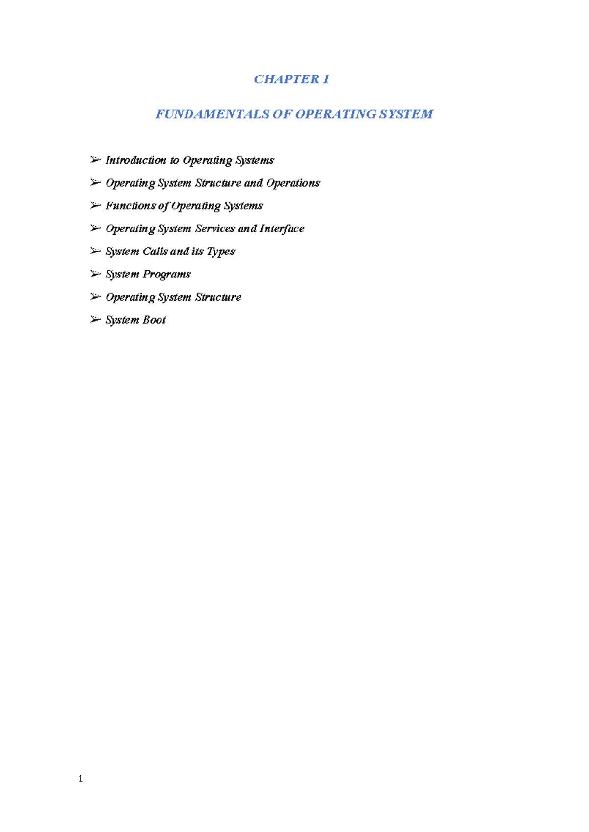 Os unit1 - notes - CHAPTER 1 FUNDAMENTALS OF OPERATING SYSTEM ...