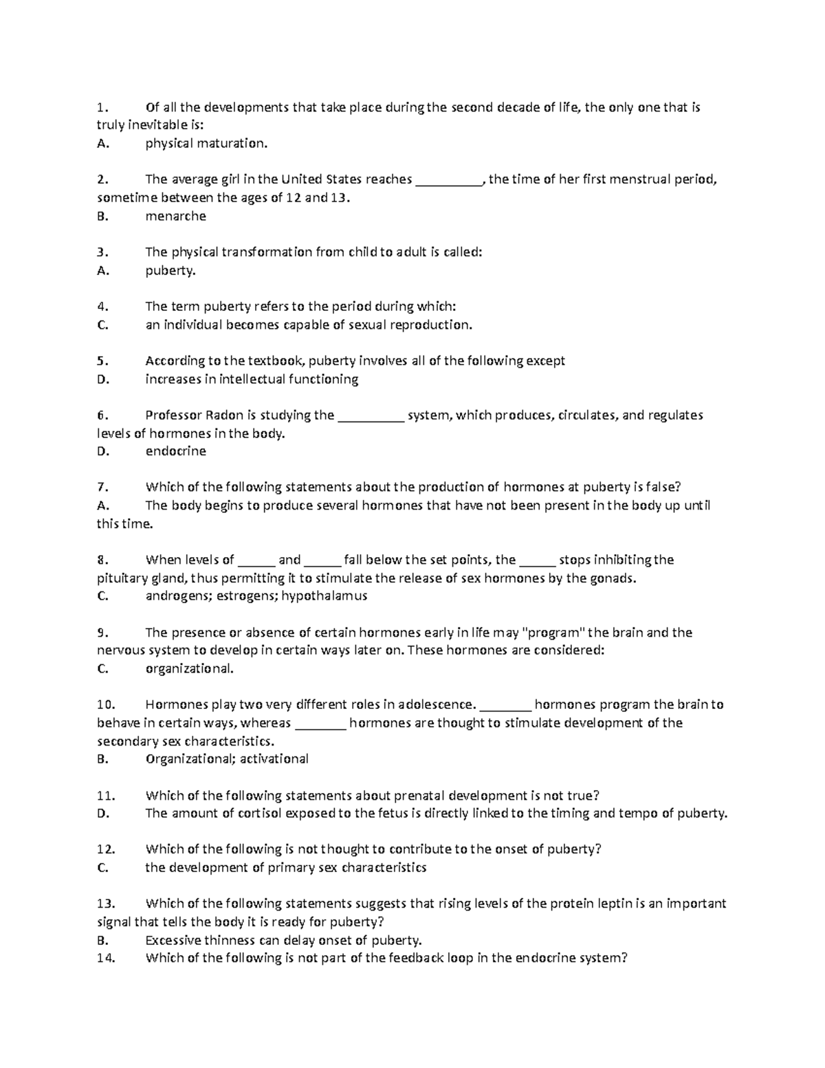 Chapter 1 test Revised - PRACTICE TEST - Of all the developments that ...