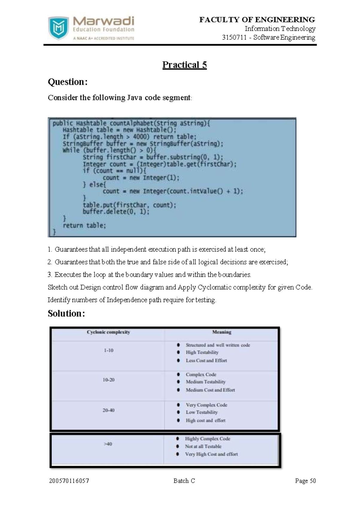 SE Practical 5 - FACULTY OF ENGINEERING Information Technology 3150711 ...