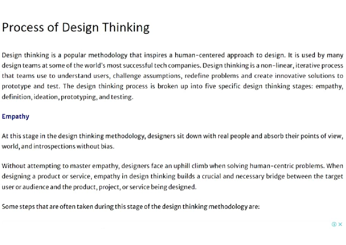 Design thinking unit II - Masters of Business Administration - Studocu