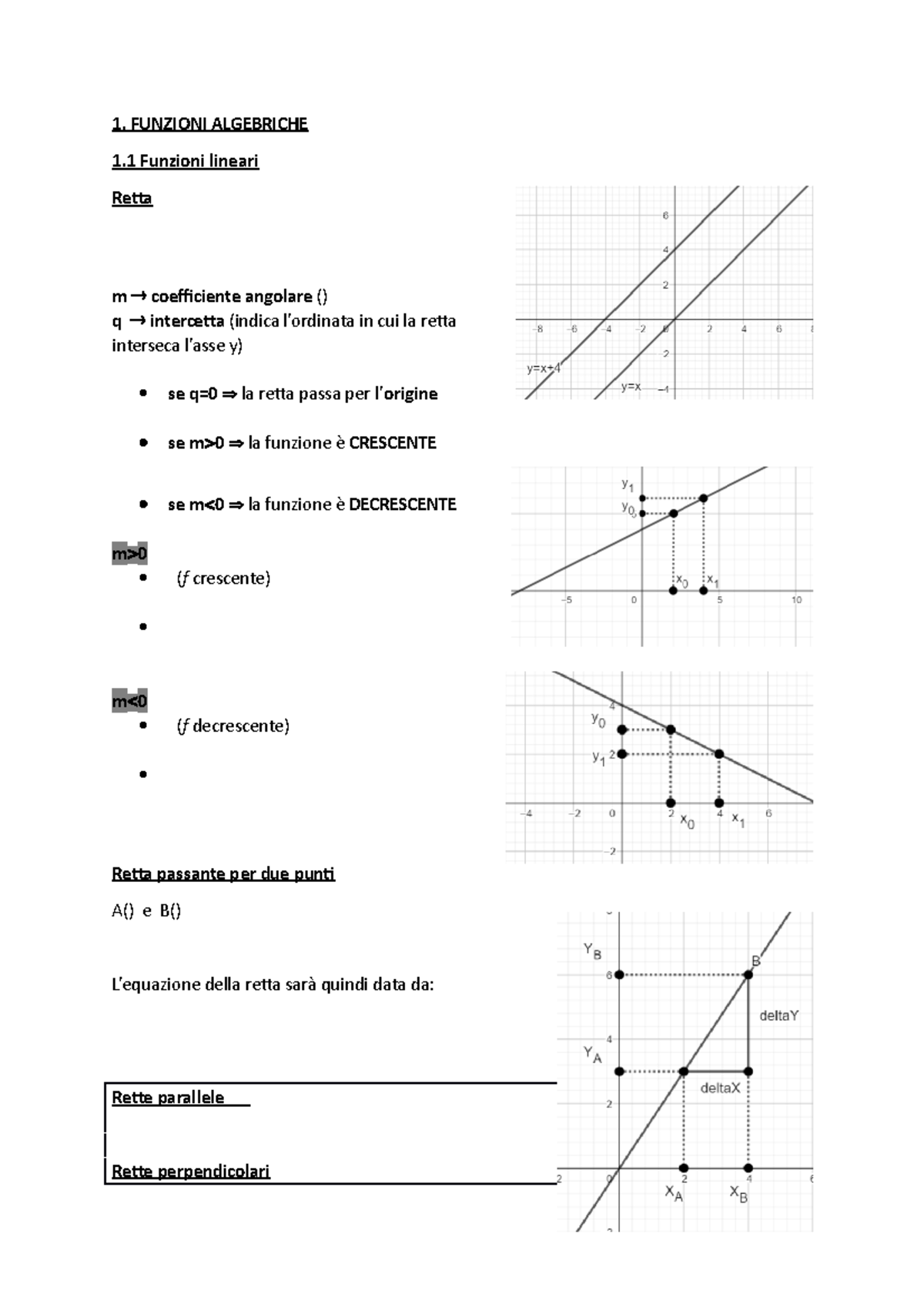 01- Funzioni Algebriche - 1. FUNZIONI ALGEBRICHE 1 Funzioni lineari ...