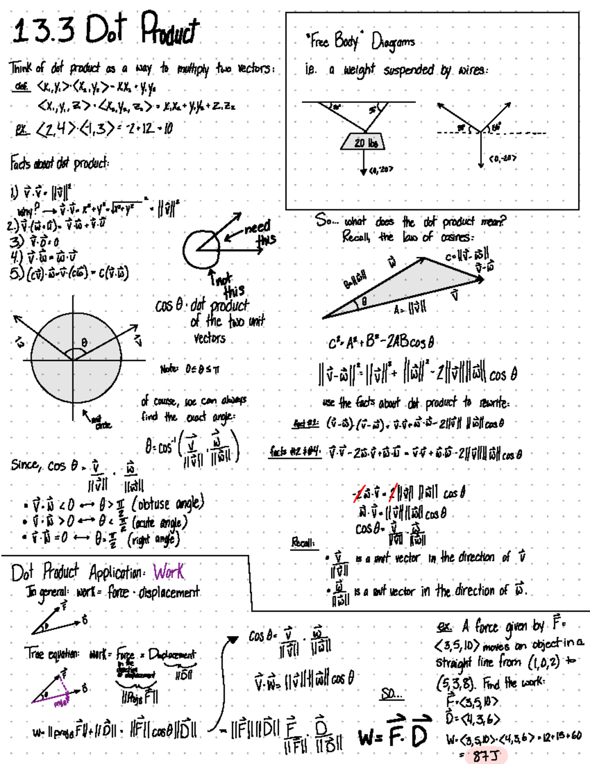 Calc 2 13.3 Dot Product - Professor Brown - MATH112 - Studocu
