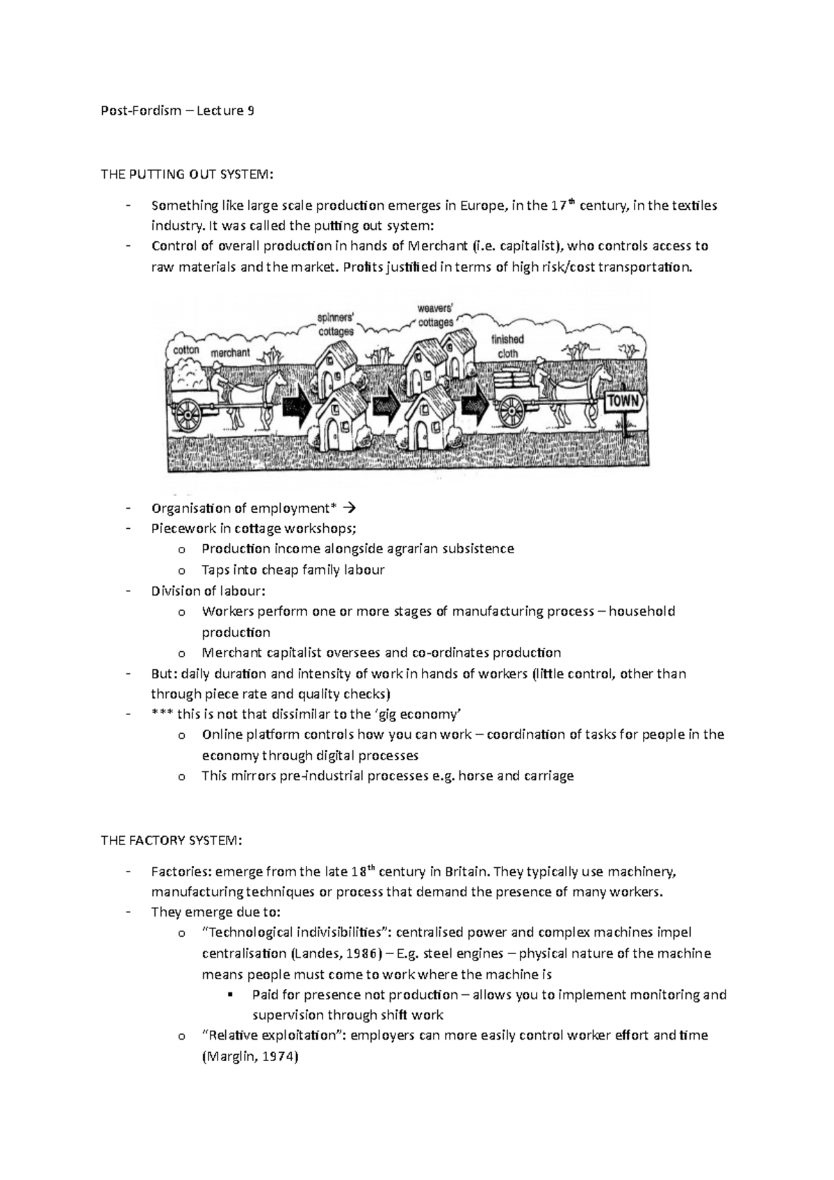9. Post-Fordism - Lecture notes 9 - Post-Fordism – Lecture 9 THE ...