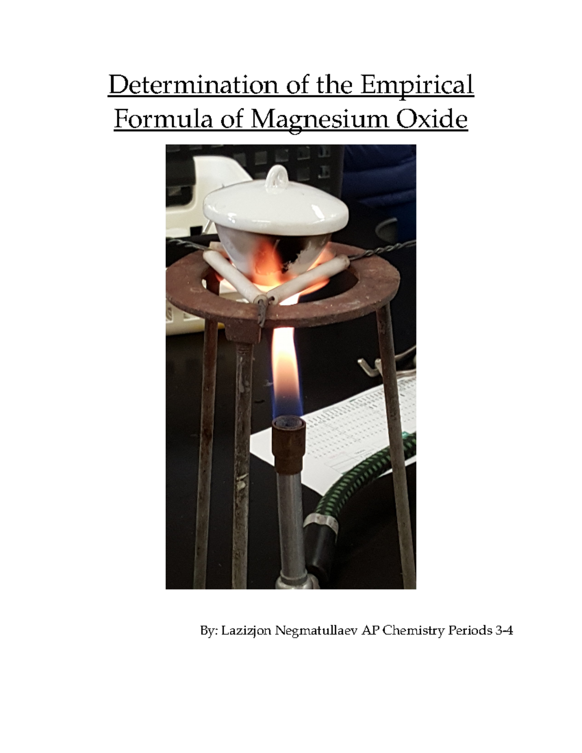 Determination Of The Empirical Formula Of Magnesium Oxide