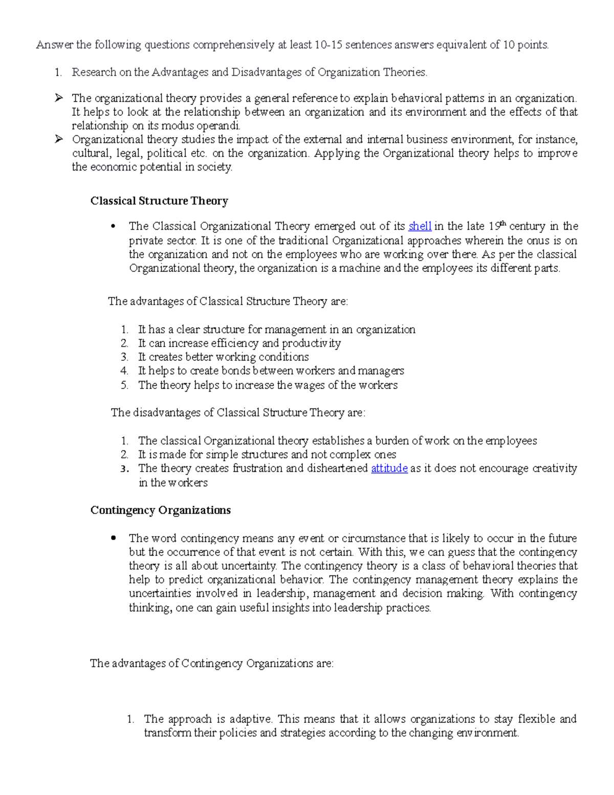 Assignment 4 - business - Answer the following questions ...