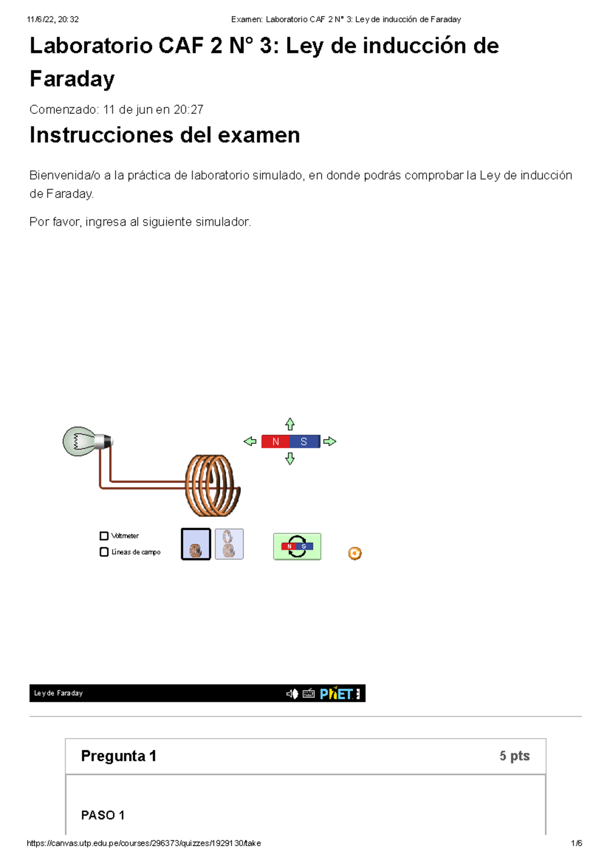 Examen Laboratorio CAF 2 N° 3 Ley de inducción de Faraday - Laboratorio CAF 2 N° 3: Ley de ...