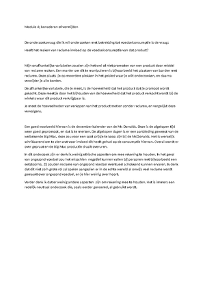 Praktische introductie in onderzoeksmethoden hw week 2 - Een mogelijke ...