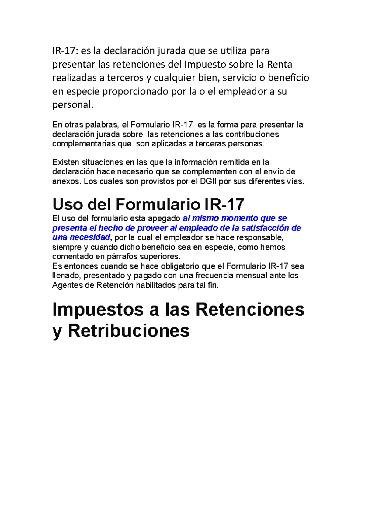 Formulario IR17 para personas fisicas - Lengua Española I - Studocu