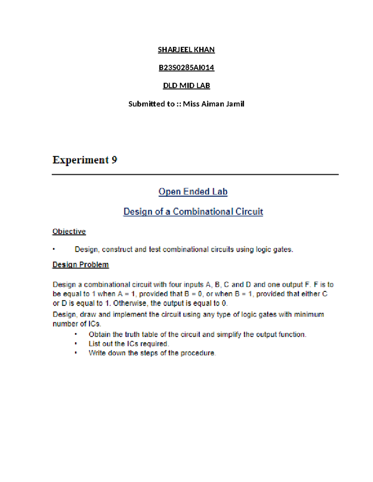 mid dld hehehehe - Data Structures & Algorithms - SHARJEEL KHAN B23S0285AI DLD MID LAB Submitted ...