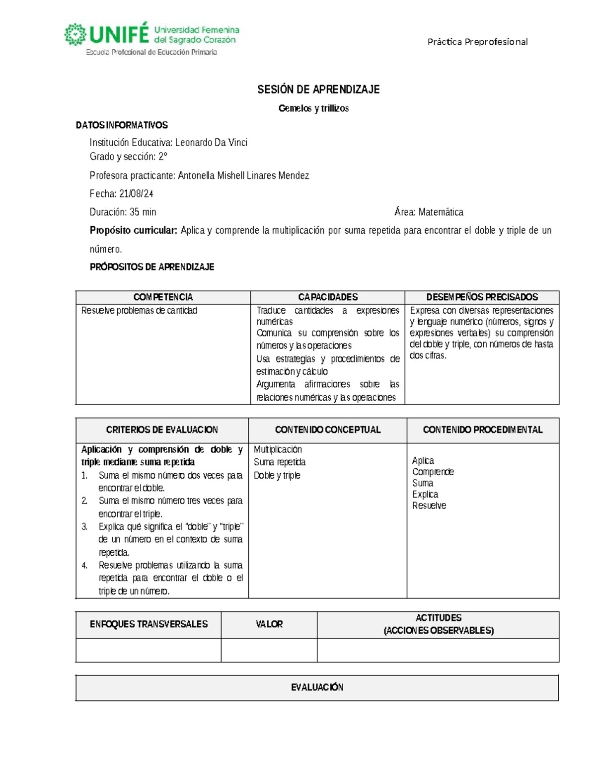 Matemática - Doble y triple - SESIÓN DE APRENDIZAJE Gemelos y trillizos DATOS INFORMATIVOS - Studocu