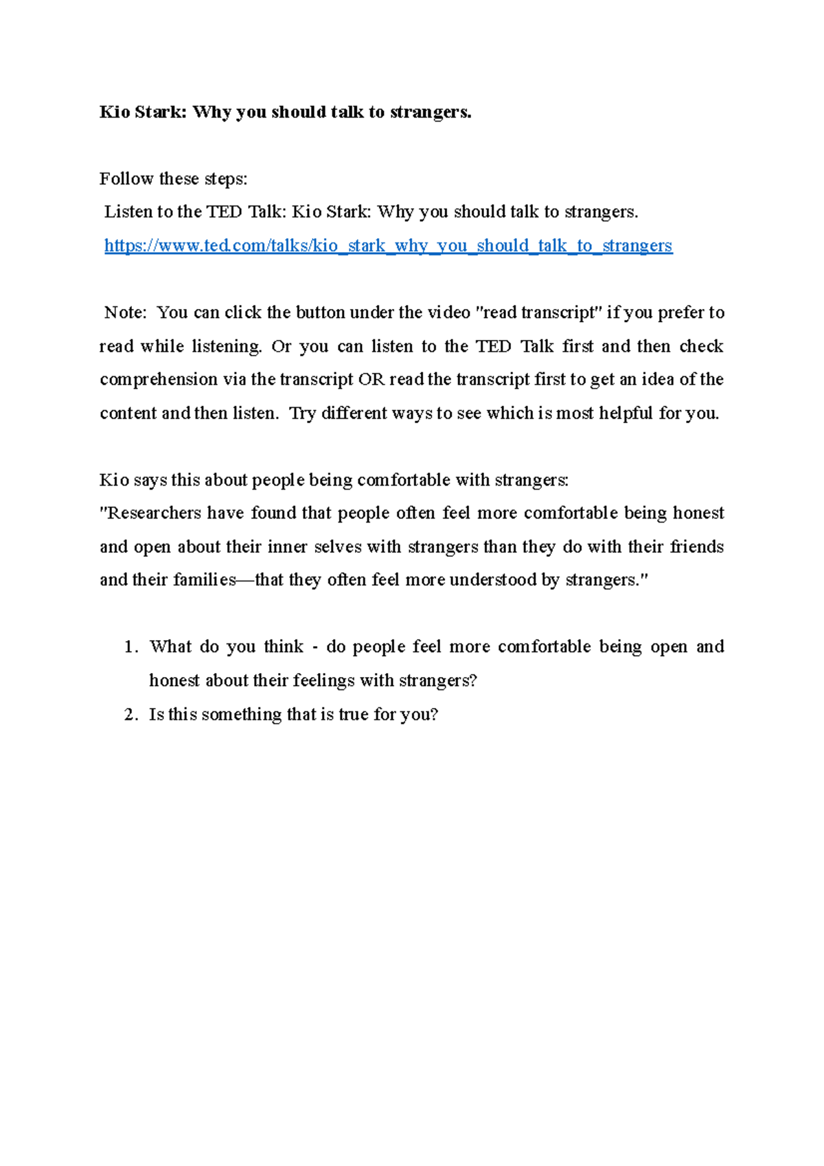 7-Why you should talk to strangers - Follow these steps: Listen to the ...