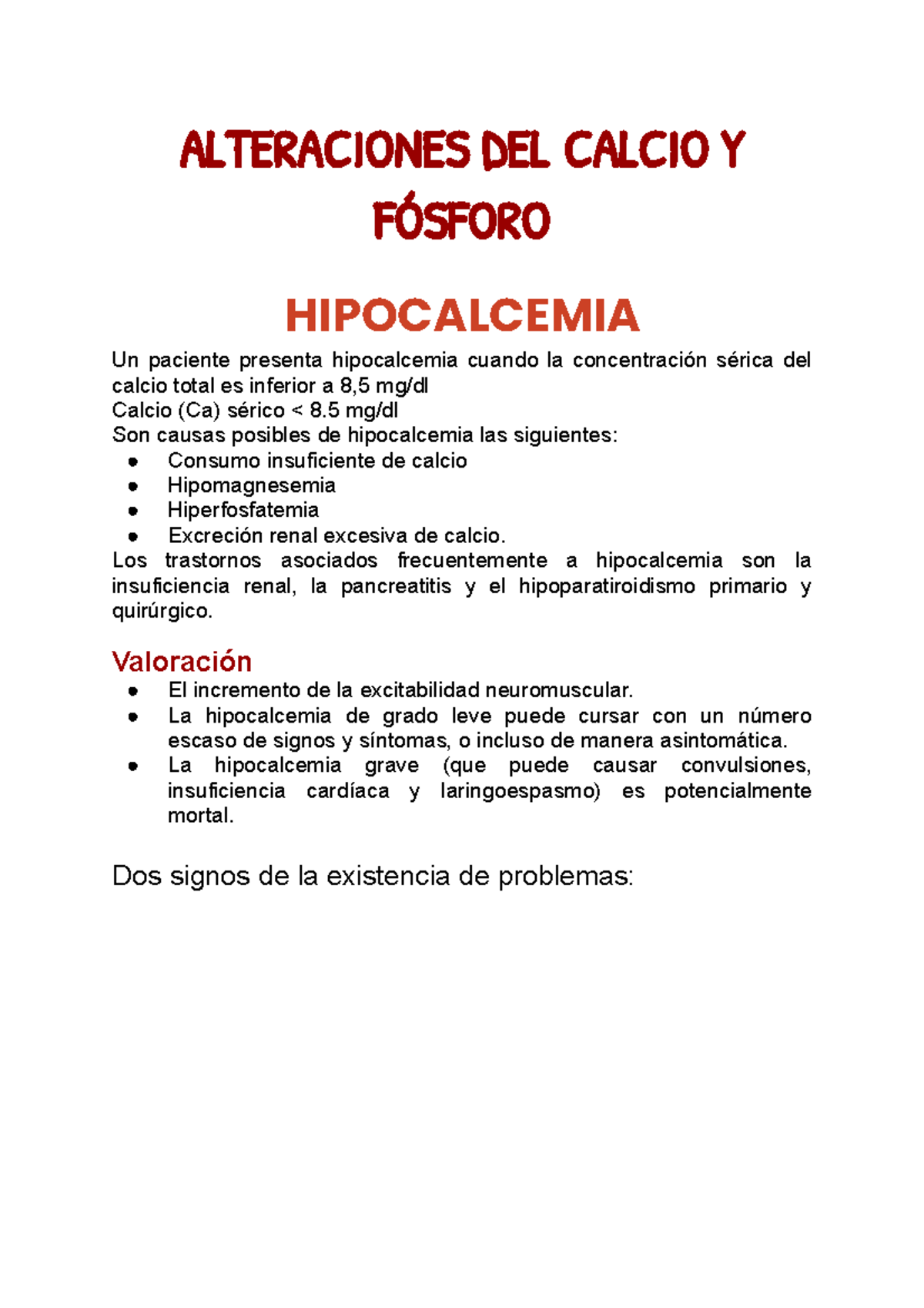 Alteraciones DEL Calcio Y FÓ Sforo - ALTERACIONES DEL CALCIO Y FÓSFORO ...