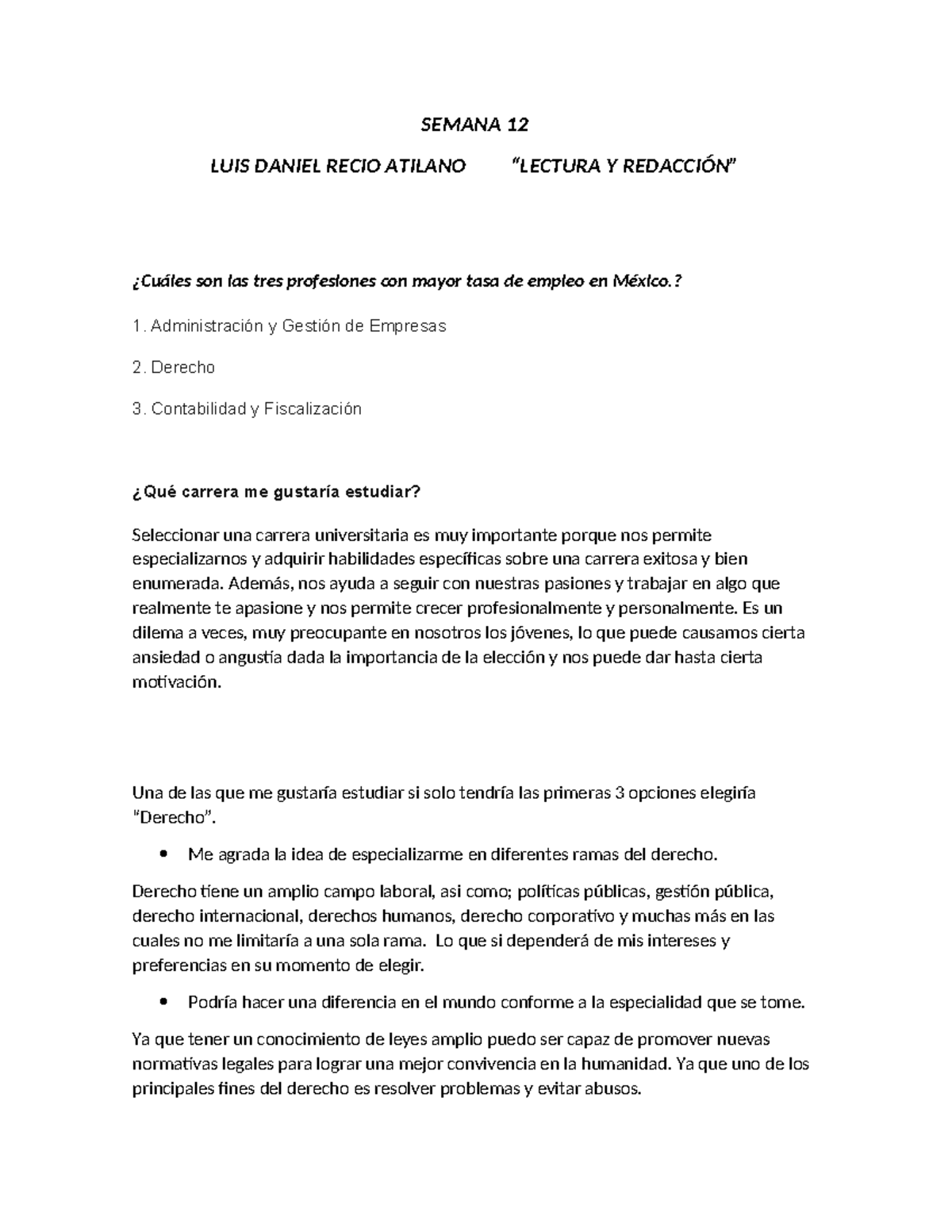 Semana 12 Lectura Y Redaccion - SEMANA 12 LUIS DANIEL RECIO ATILANO ...