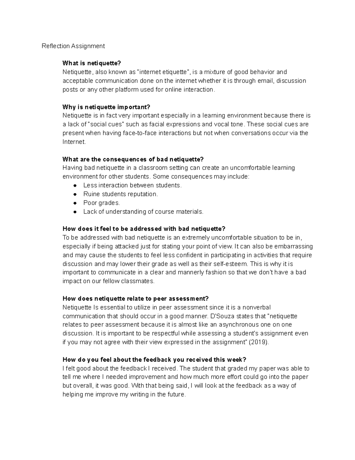 UNIV 1001 Online Education Strategies unit 3 journal - Reflection ...