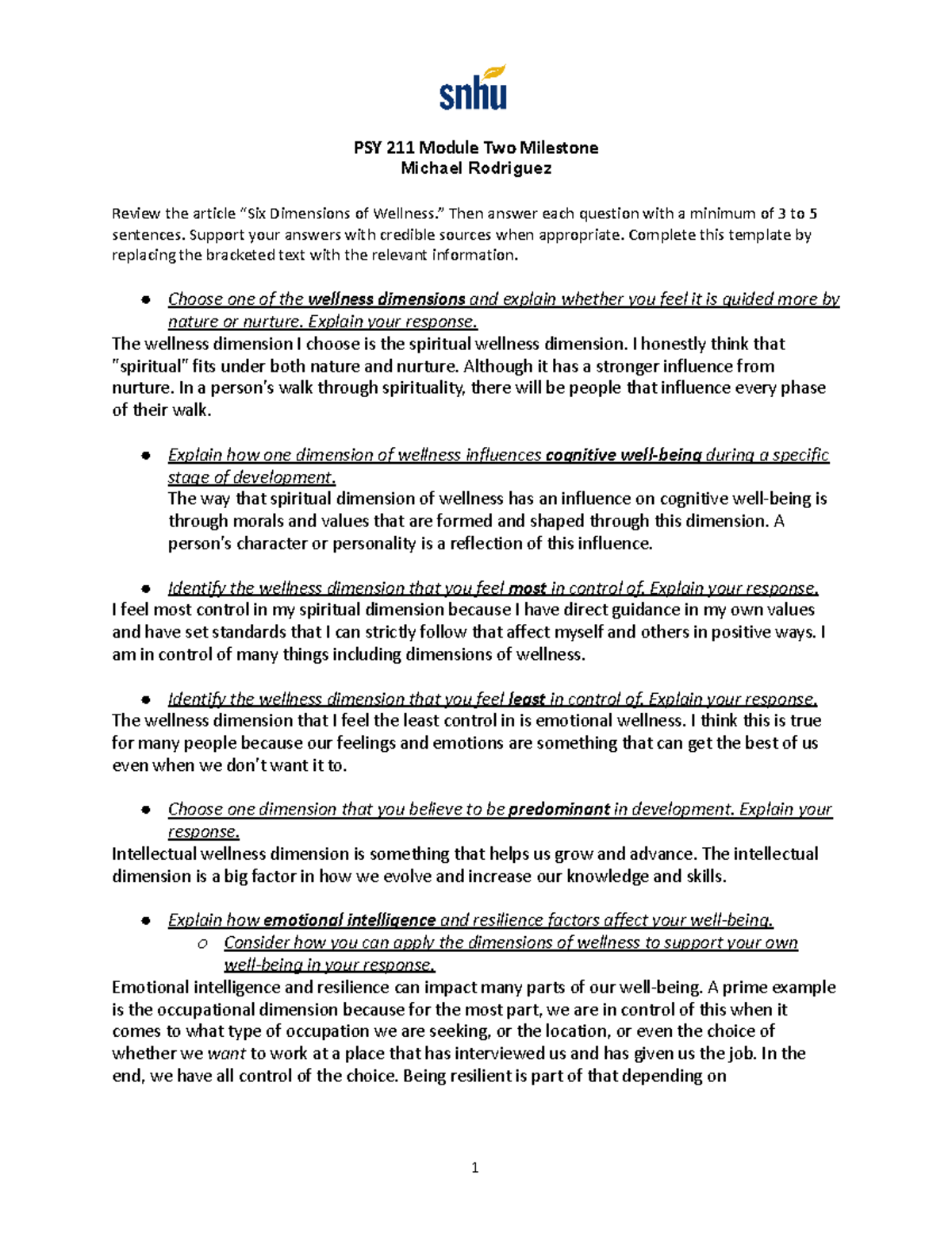 Mike PSY 211 Module Two Milestone - PSY 211 Module Two Milestone ...