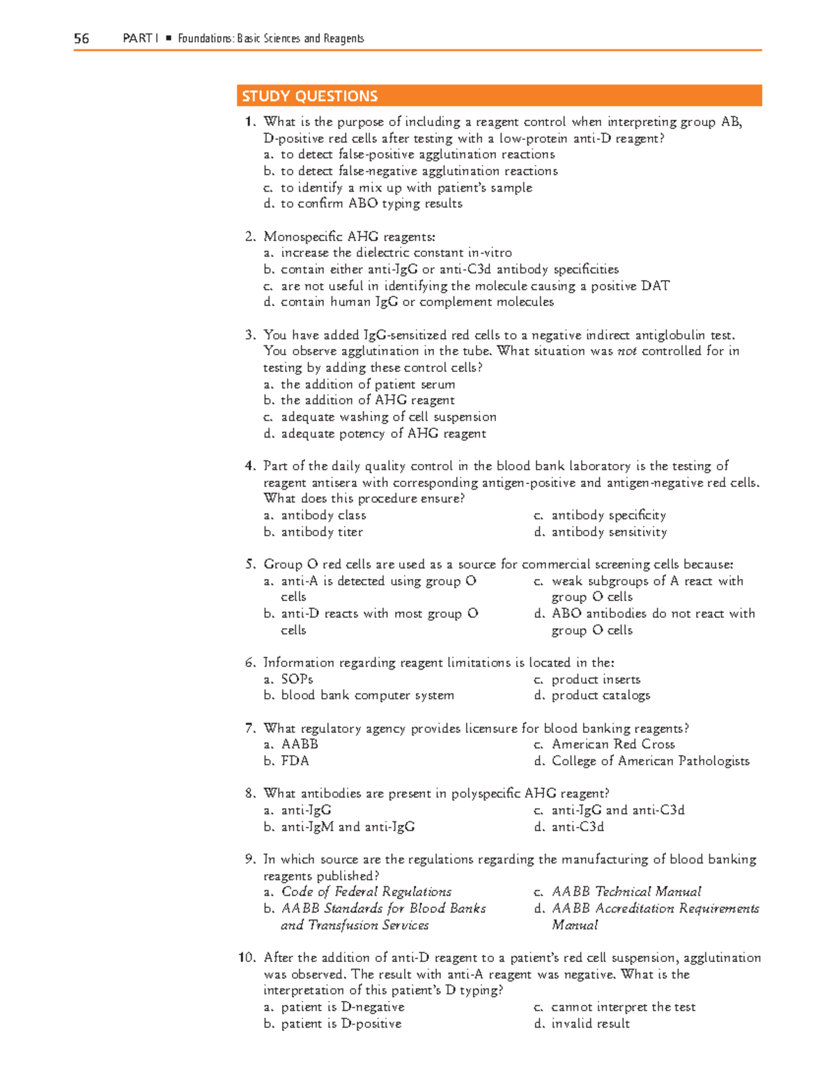 BB Howard 3E Study Questions with Answers - 56 PART I n Foundations: Basic Sciences and Reagents ...