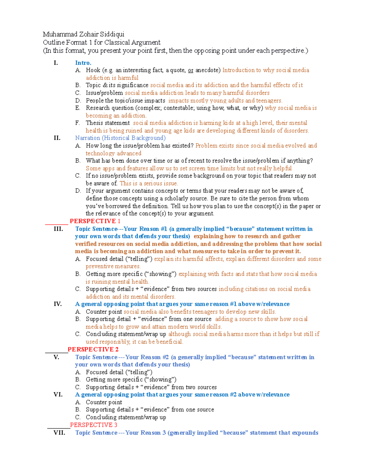 Sample (Classical)Outline Formats MZS edited - Muhammad Zohair Siddiqui ...