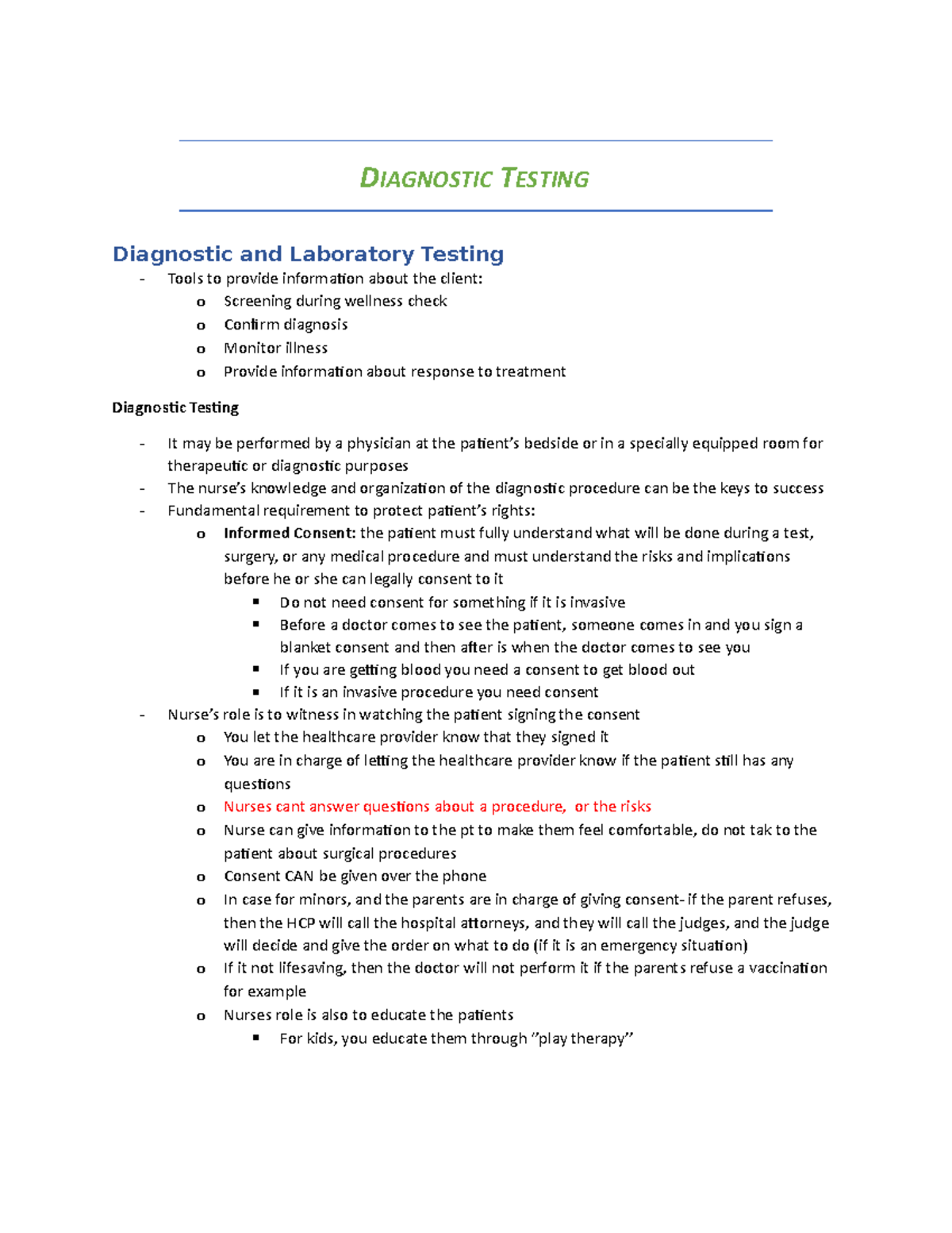 Diagnostic Testing copy - DIAGNOSTIC TESTING Diagnostic and Laboratory ...