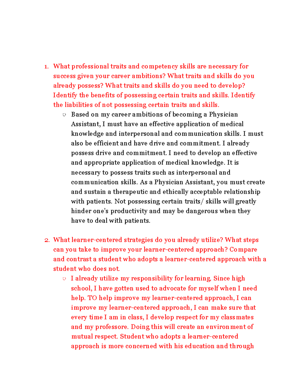 Ch. 2 Assignment - What professional traits and competency skills are necessary for success ...