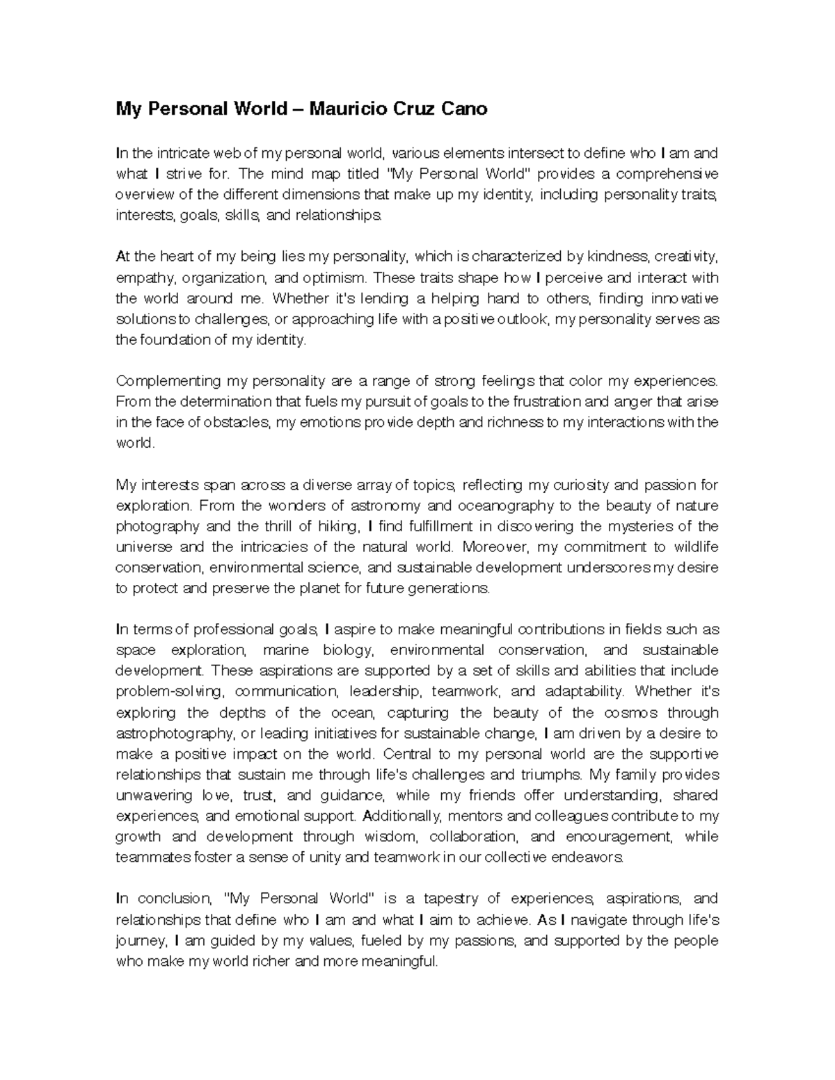 My Personal World - good - My Personal World – Mauricio Cruz Cano In ...