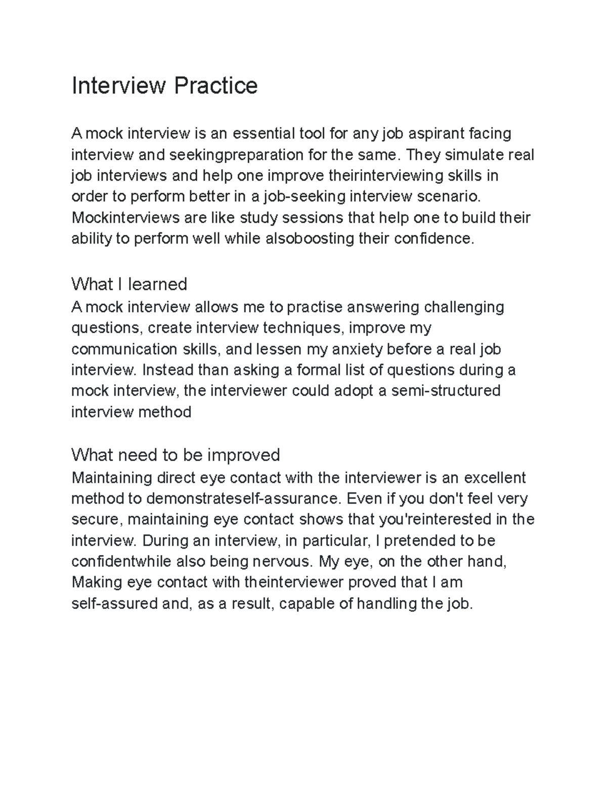 Interview Practice - no much - Interview Practice A mock interview is ...