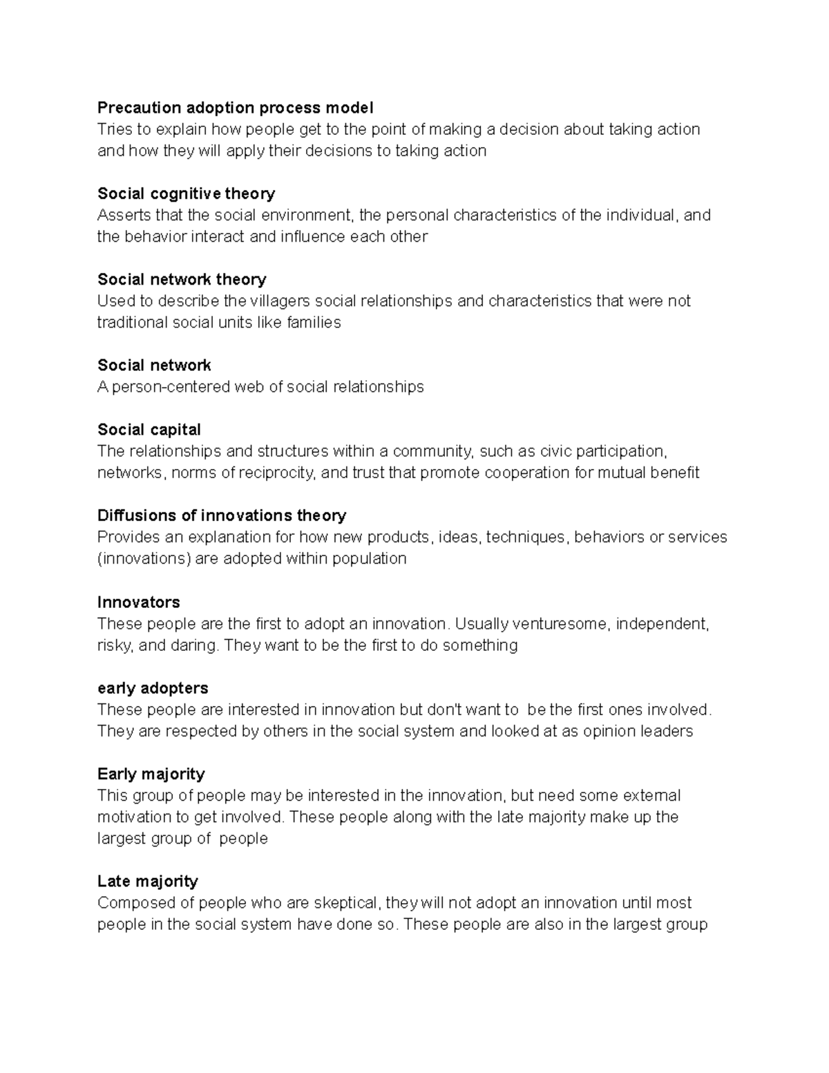 Health study guide #4-2 - Precaution adoption process model Tries to ...