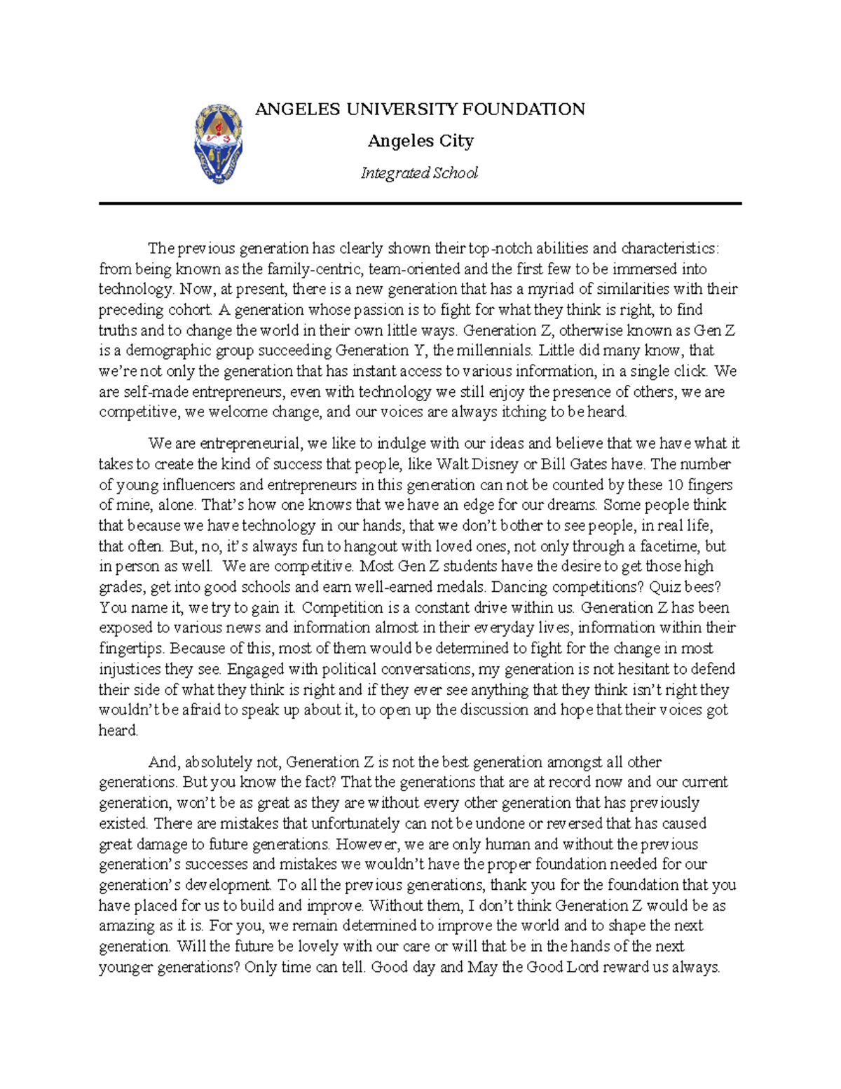 Angeles University Foundation - ANGELES UNIVERSITY FOUNDATION Angeles ...