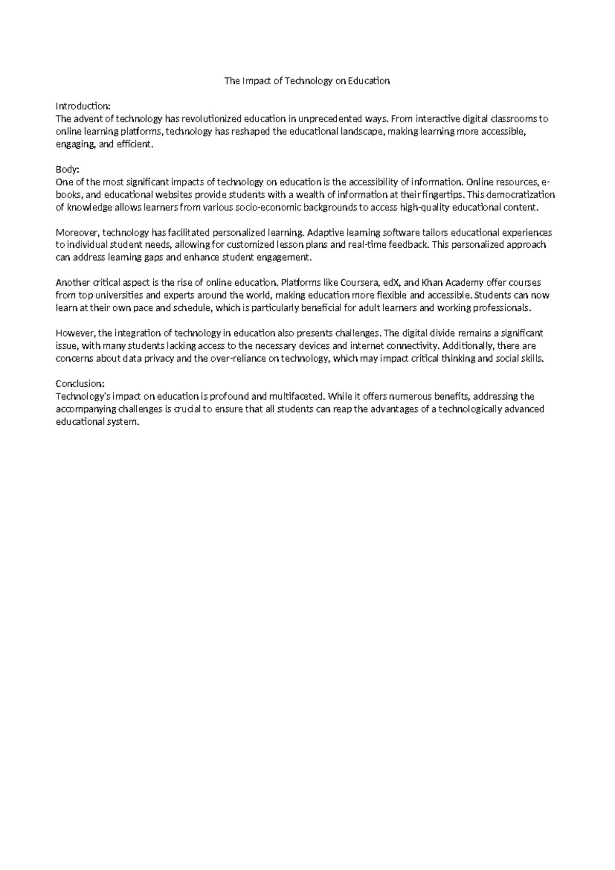 The Impact of Technology on Education - The Impact of Technology on ...