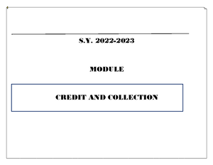 Credt and collection Module 2 - S. 2022- MODULE 2 CREDIT AND COLLECTION Course Code & Title ...