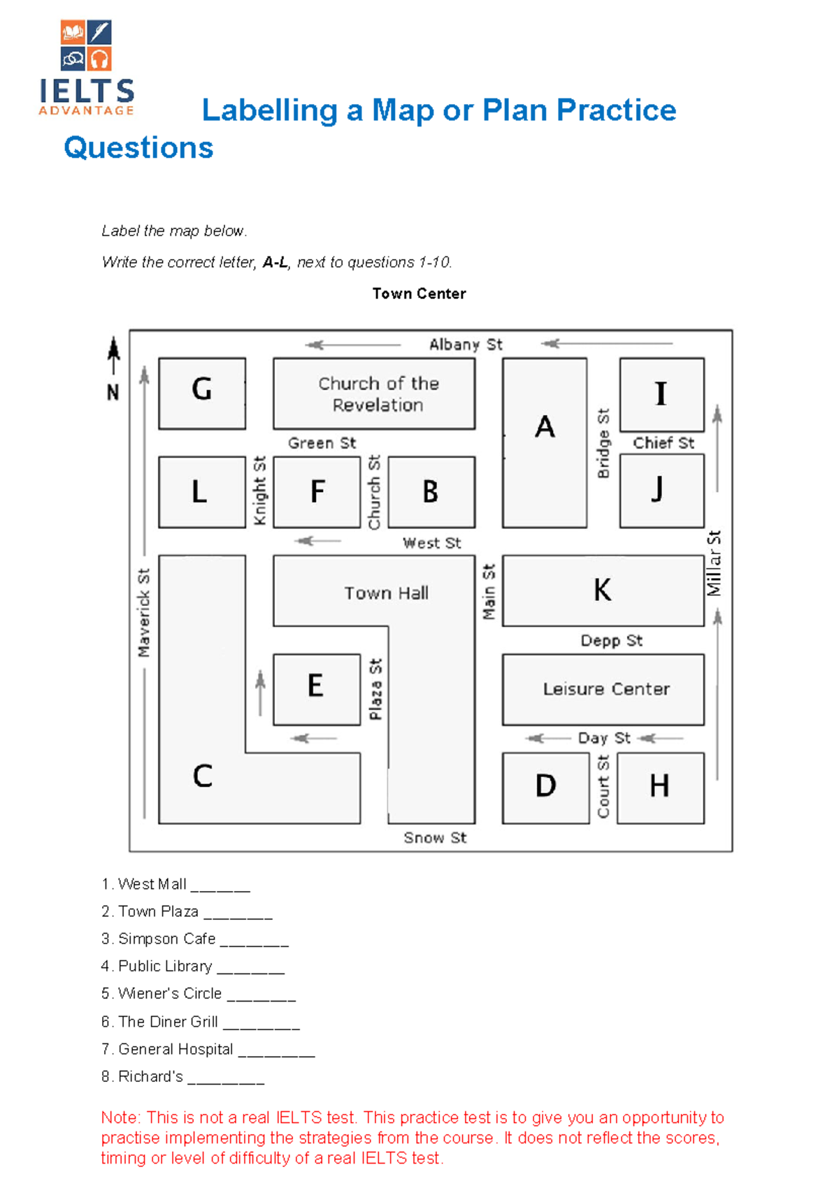 Labeling a Map or Plan Practice Questions 1 - Questions Label the map below. Write the correct ...