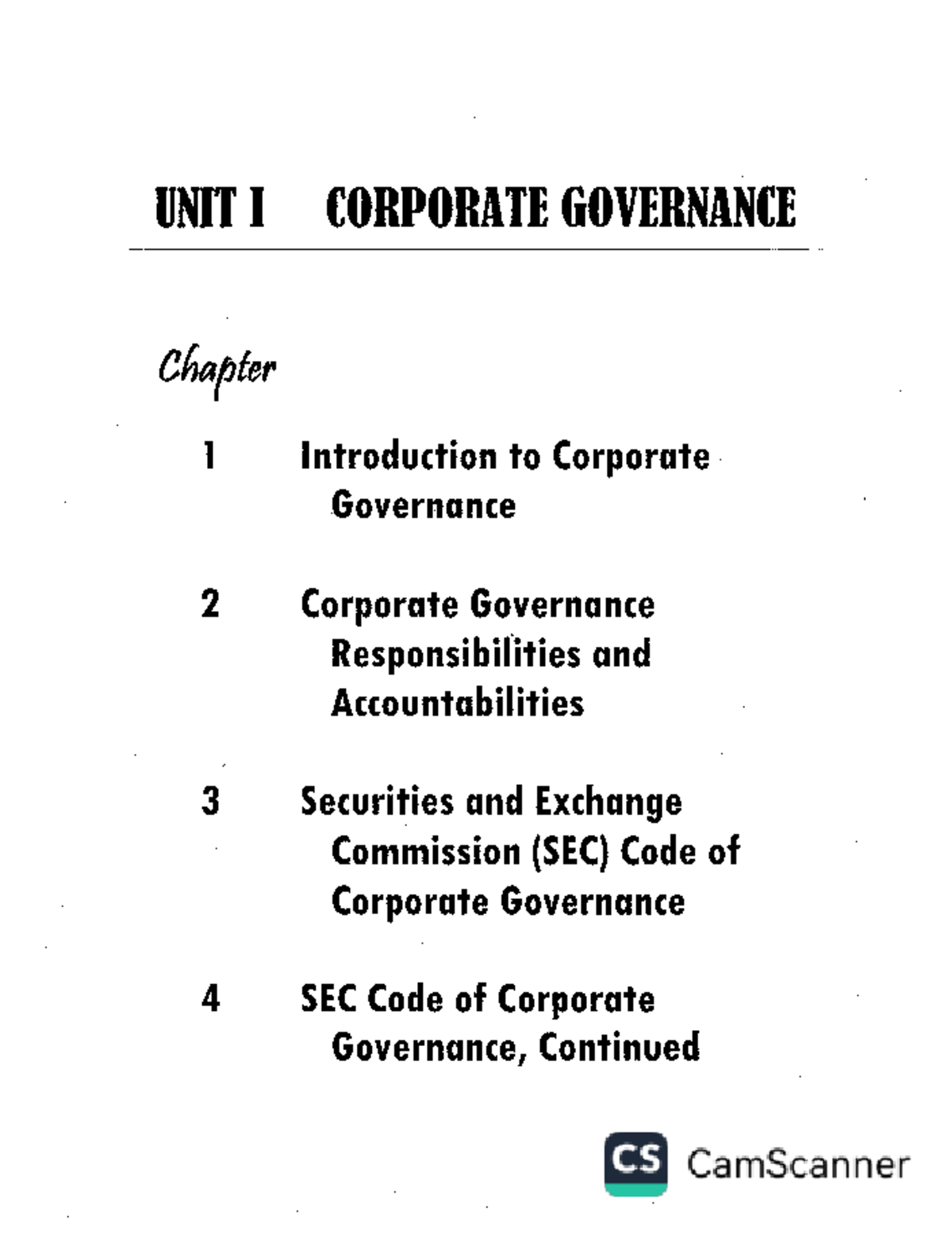 Corporate- Governance-by-Cabrera 1 - UNIT I CORPORATE GOVERNANCE C44/for I Introduction to - Studocu