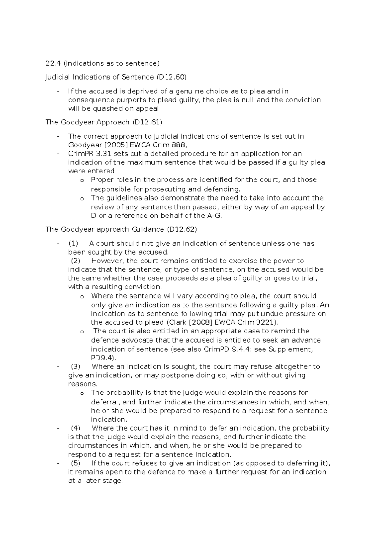 Custodial Sentence - 22 (Indications as to sentence) Judicial ...