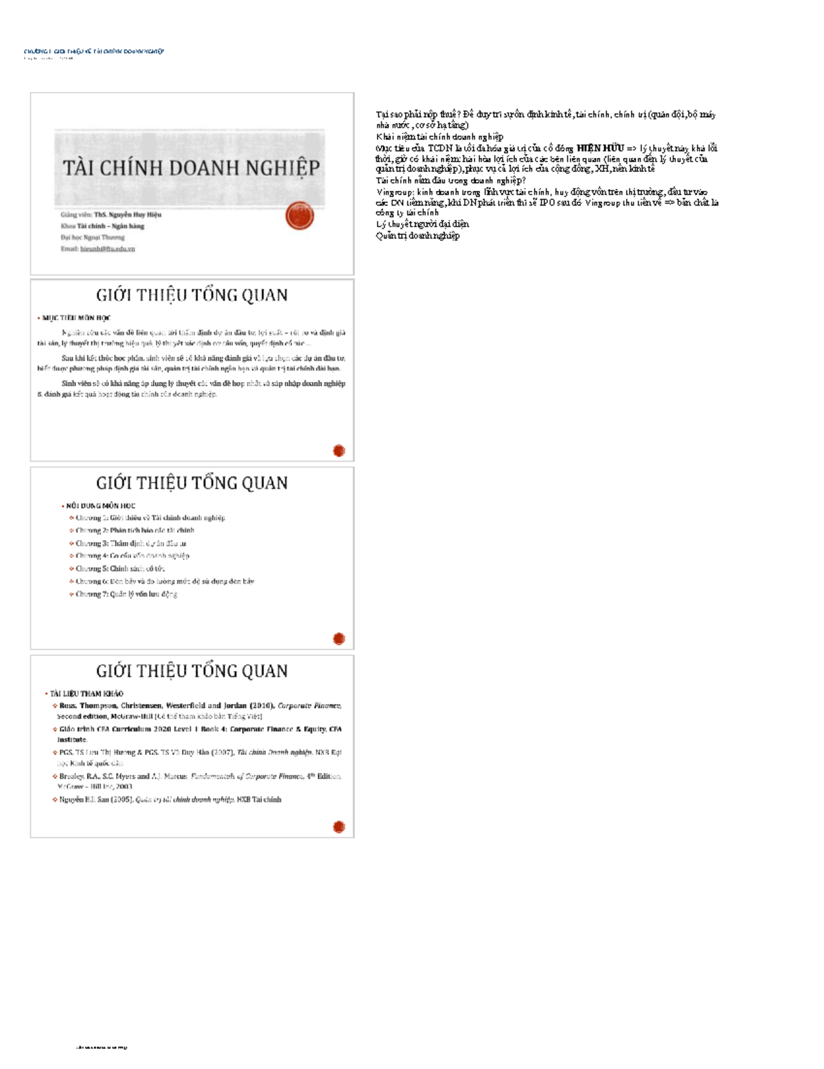 Vở ghi TCDN - Note of Corporate Finance - Tại sao phải nộp thuế? Để duy trì sự ổn định kinh tế ...