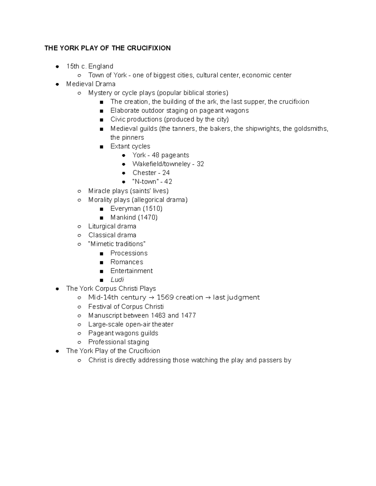 ENG 241 Notes 6 - THE YORK PLAY OF THE Crucifixion - THE YORK PLAY OF ...