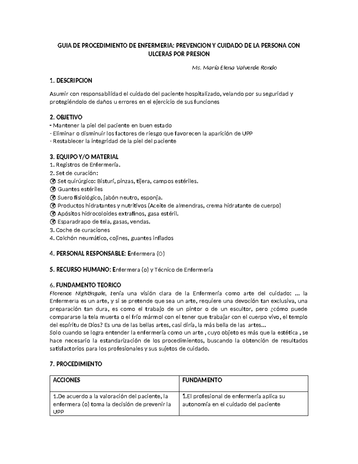 GUIA Curacion DE UPP Segun Estadio O Categoria - GUIA DE PROCEDIMIENTO DE ENFERMERIA: PREVENCION ...