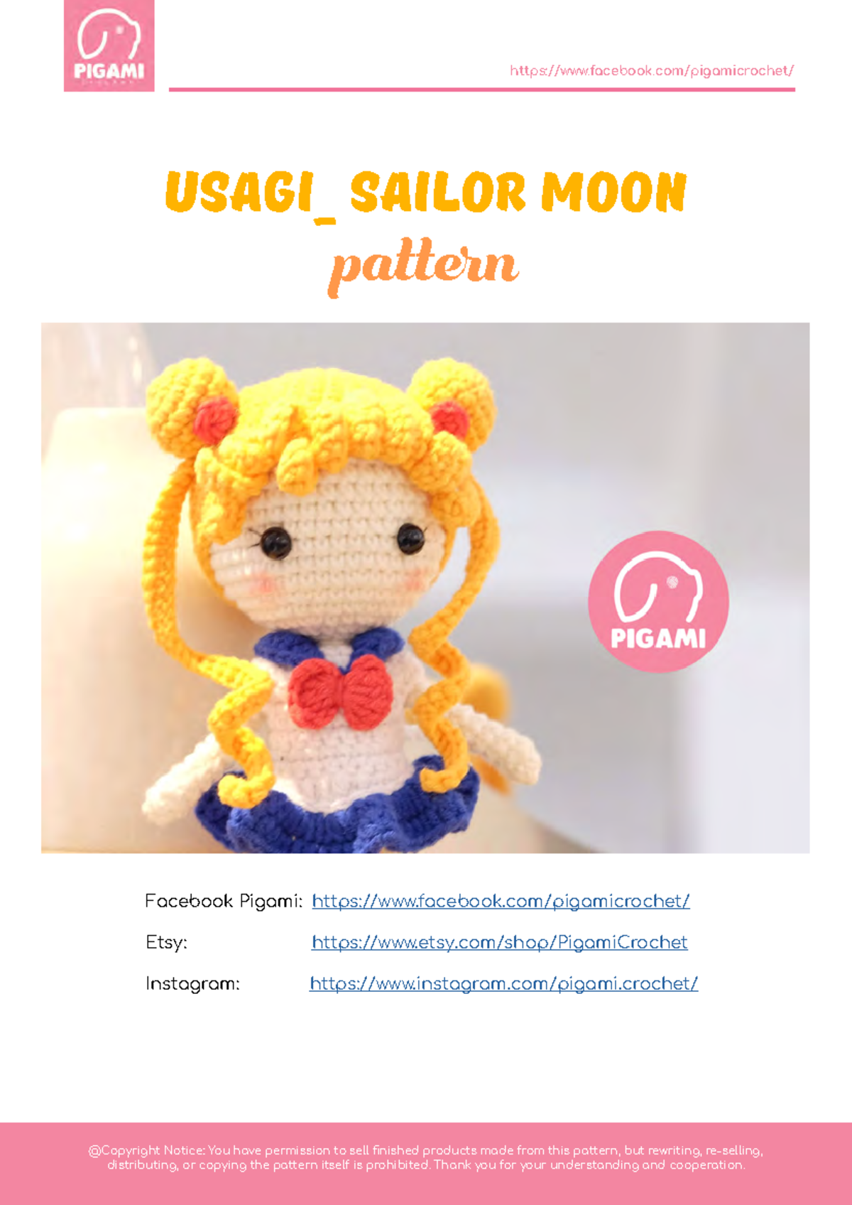 Pigami sailor Moon - Patron crochet - @Copyright Notice: You have ...