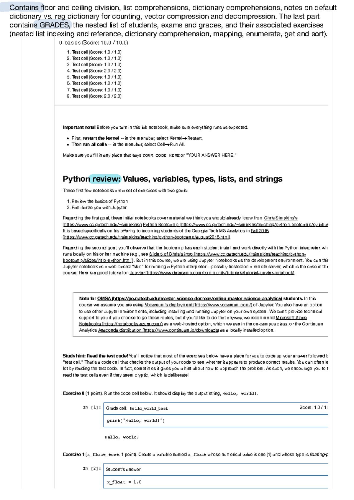 Nb1 Notebook 1 Python Review Notes 0 Basics Score 10 10 Test Cell Score 1 1