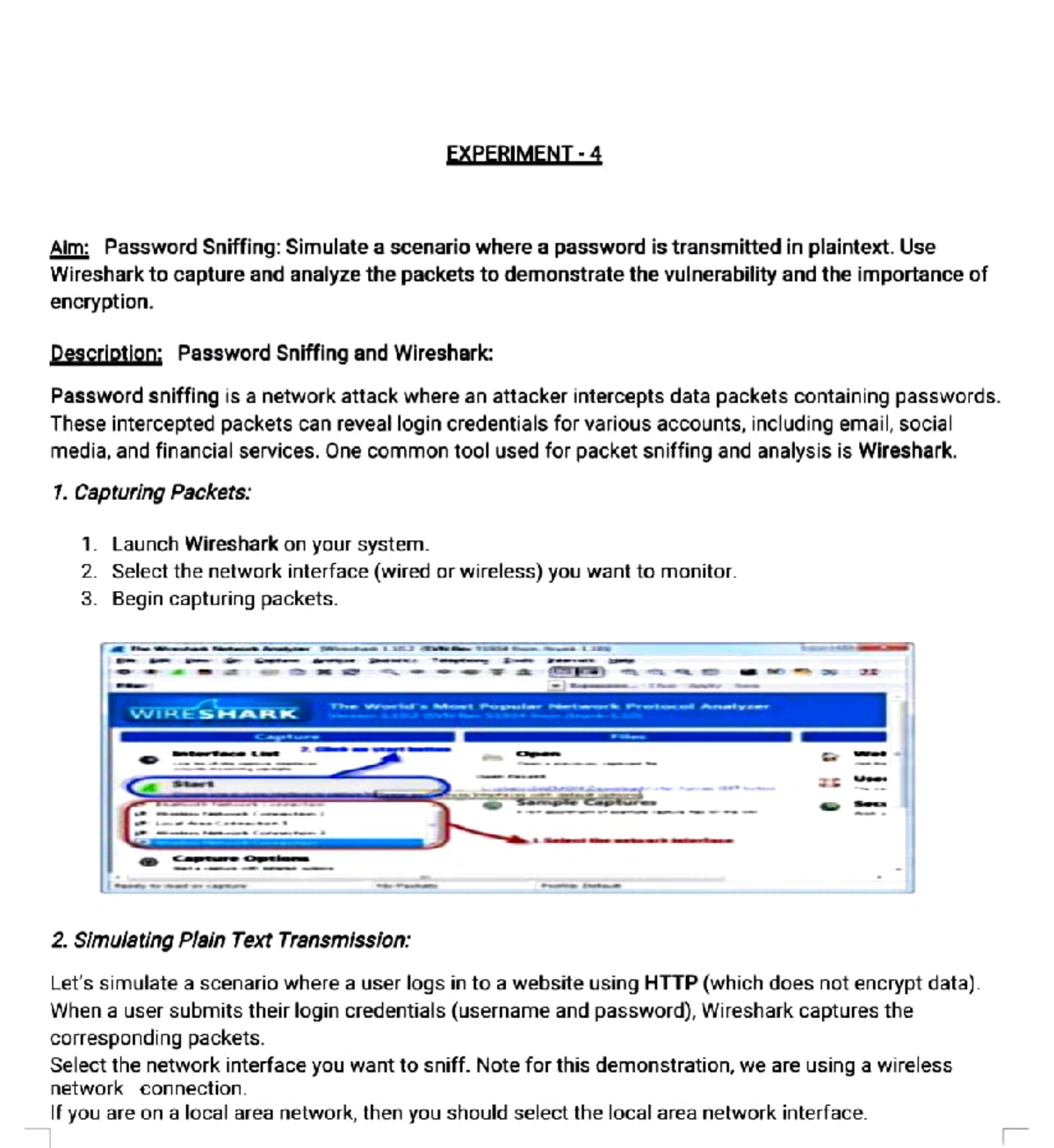 Experiment No. 2 Cyber security workshop - Aim: Password Sniffing ...