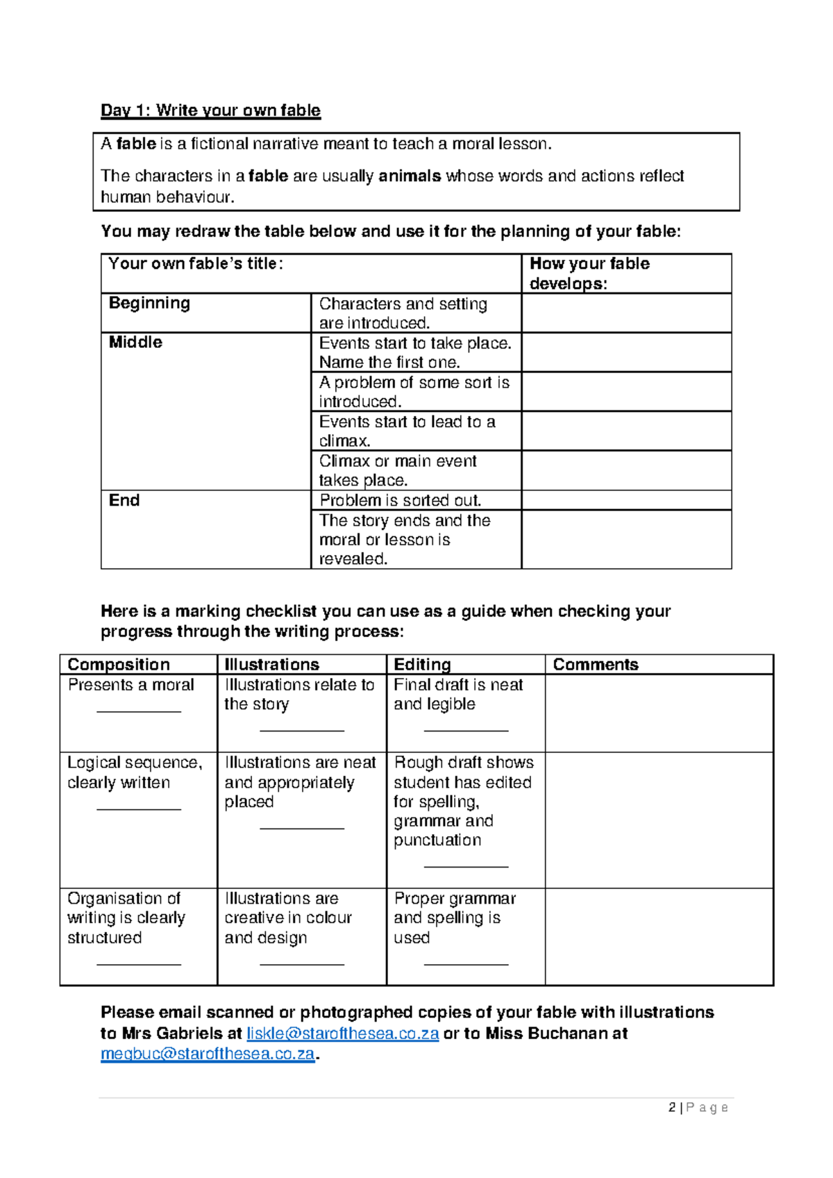 Grade 6 English Home Language Worksheet Pack Week 6 - Day 1: Write your ...