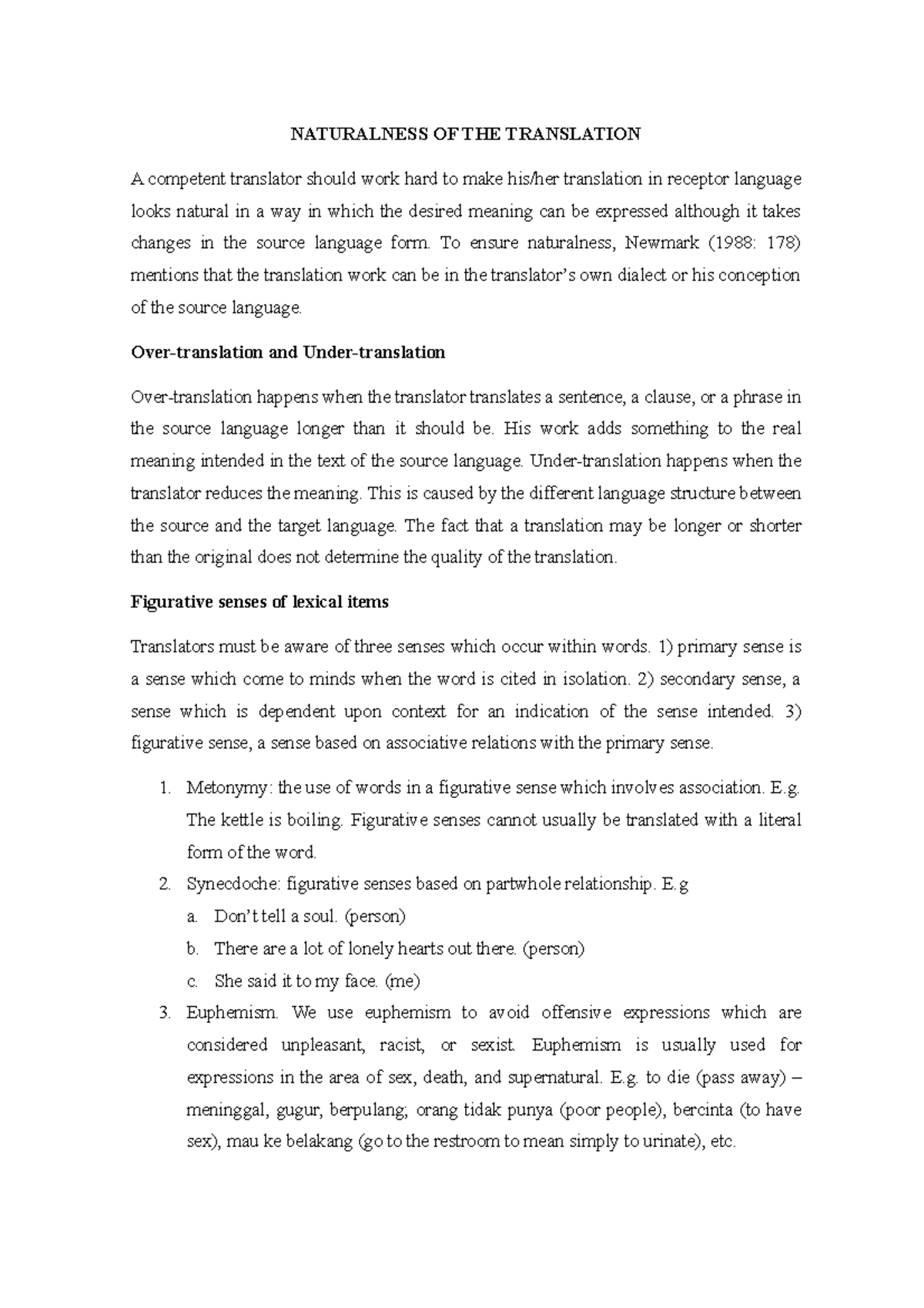 Naturalness OF THE Translation - NATURALNESS OF THE TRANSLATION A ...
