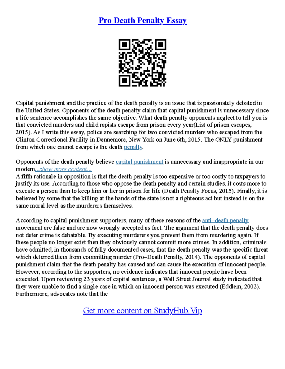 Argumentative Essay On Death Penalty - Pro Death Penalty Essay Capital ...