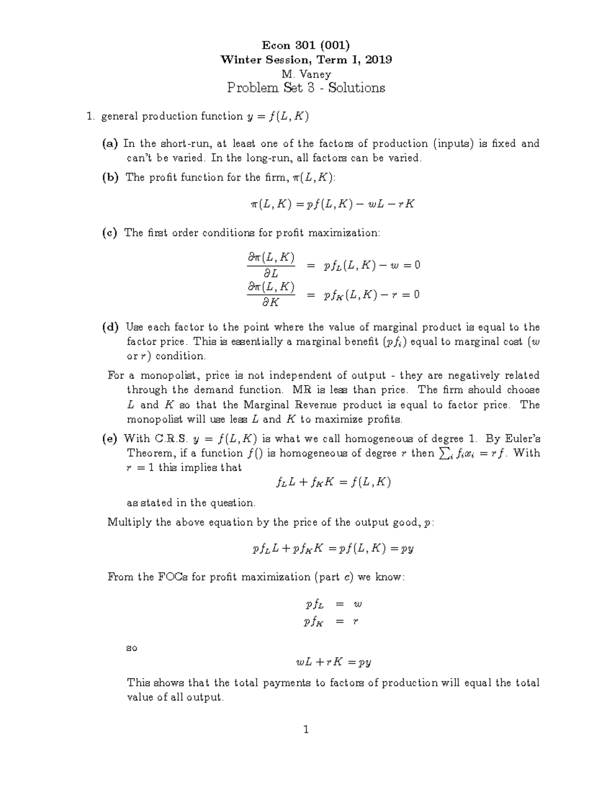 2019 - 301 - Problem Set 3 - Solutions - Econ 301 (001) Winter Session ...