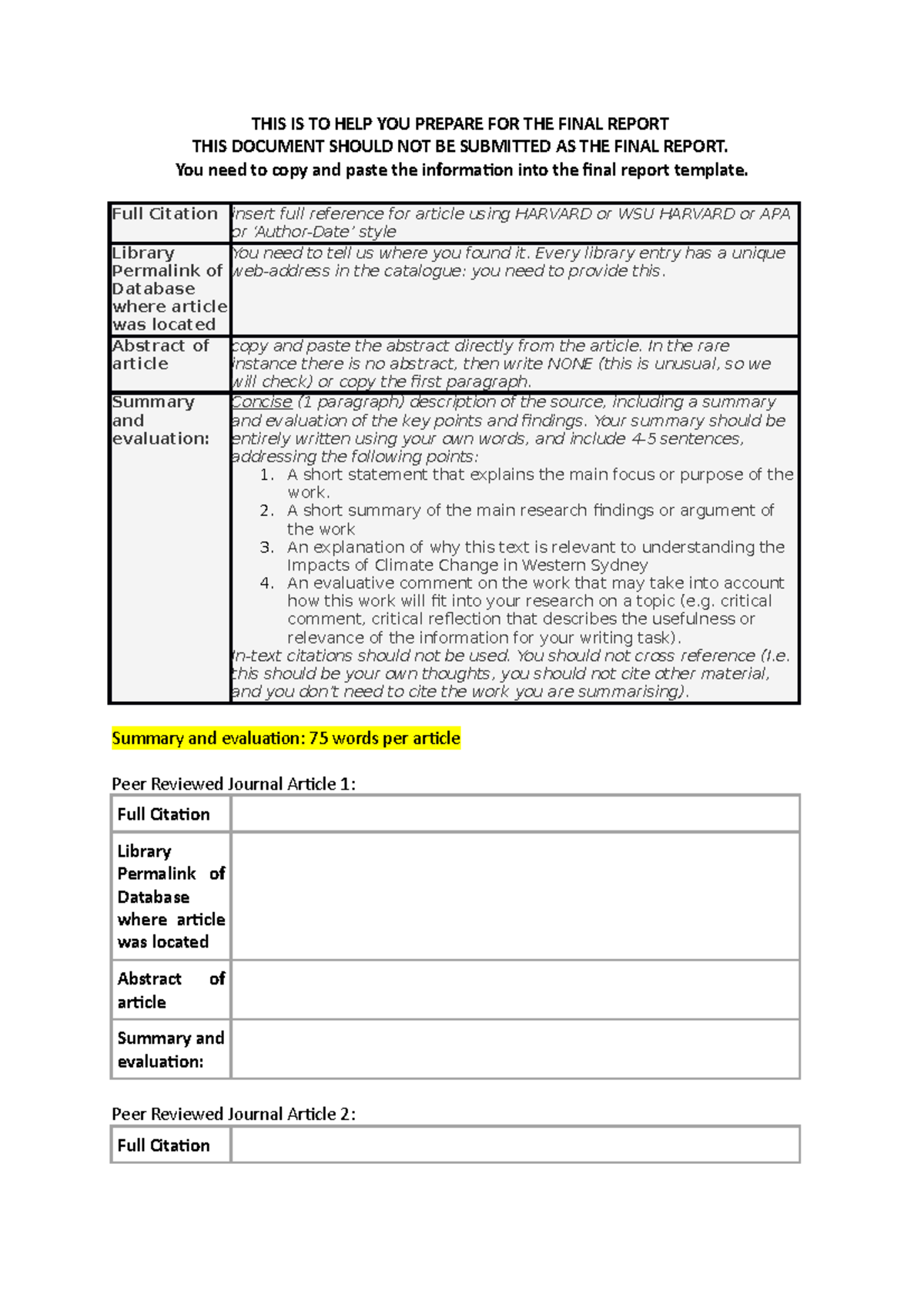 Annotated bibliography tables - THIS IS TO HELP YOU PREPARE FOR THE ...