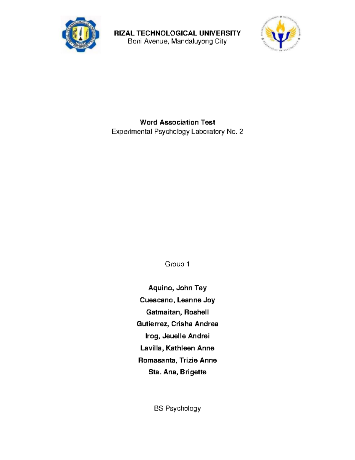 GRP 1 WORD Association Experiment Laboratory ACT 2 Boni Avenue grp-1-word-association-experiment-laboratory-act-2-boni-avenue