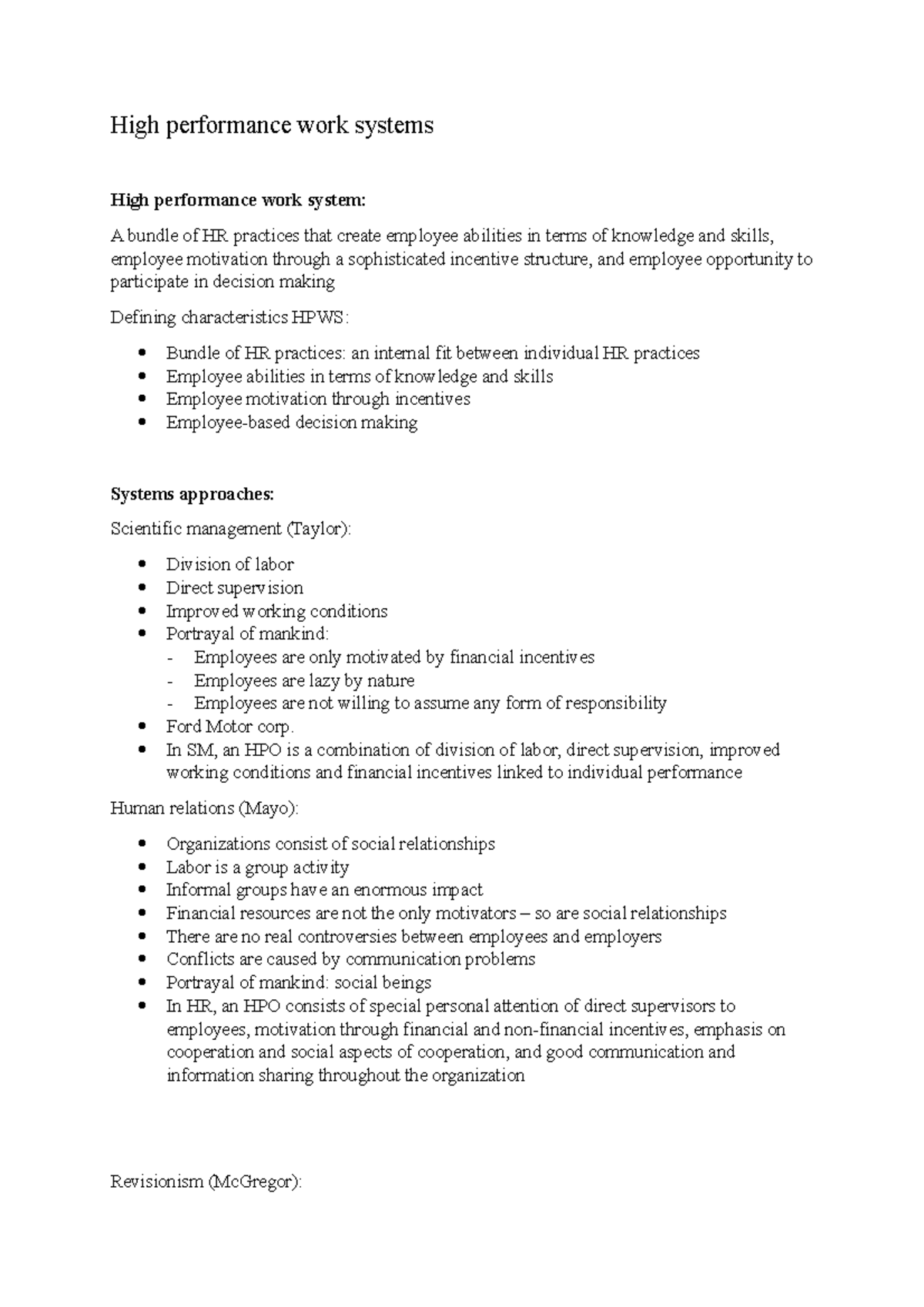 SHRM lecture 5 - High performance work systems High performance work ...