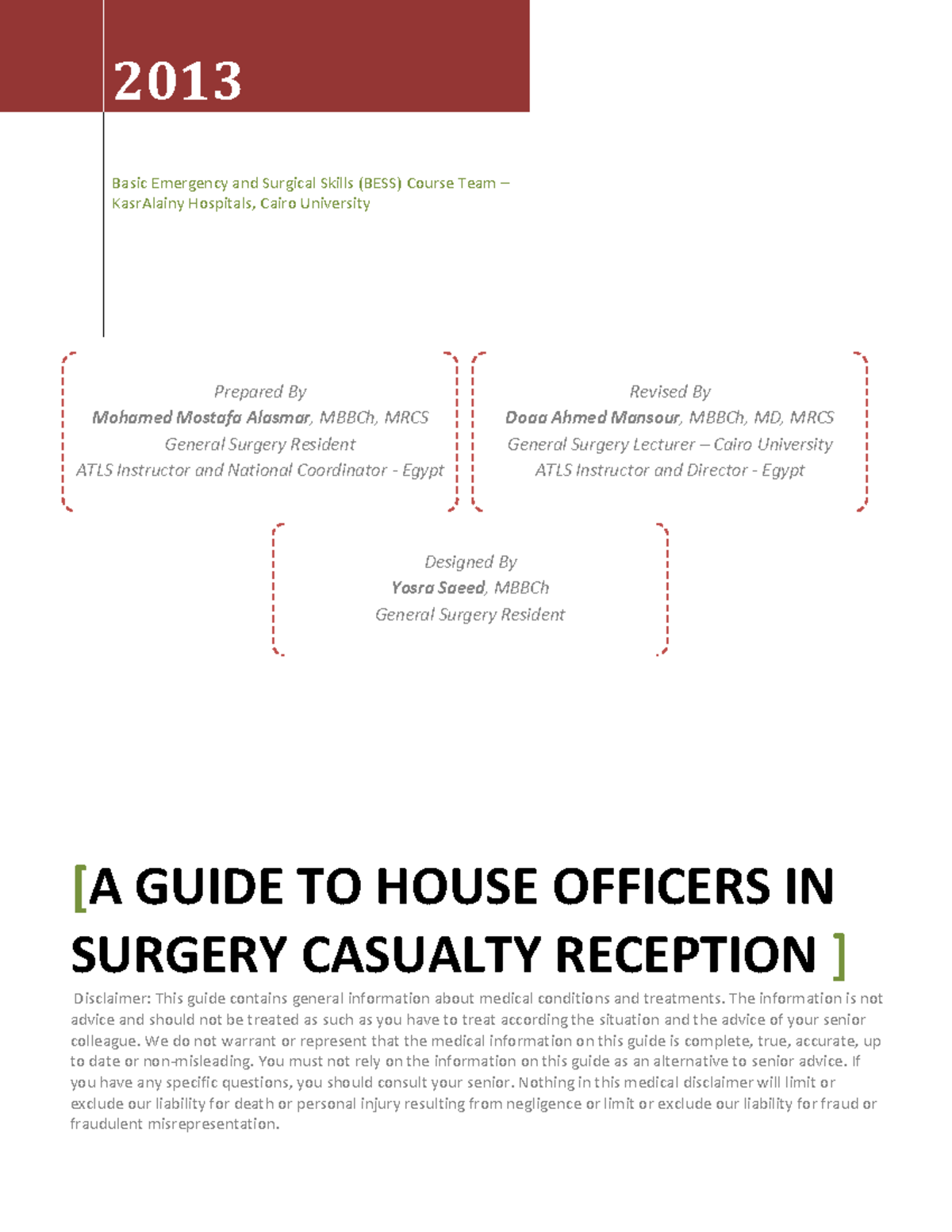 ER - Surgery House Officer @medicine way - 2013 Basic Emergency and ...